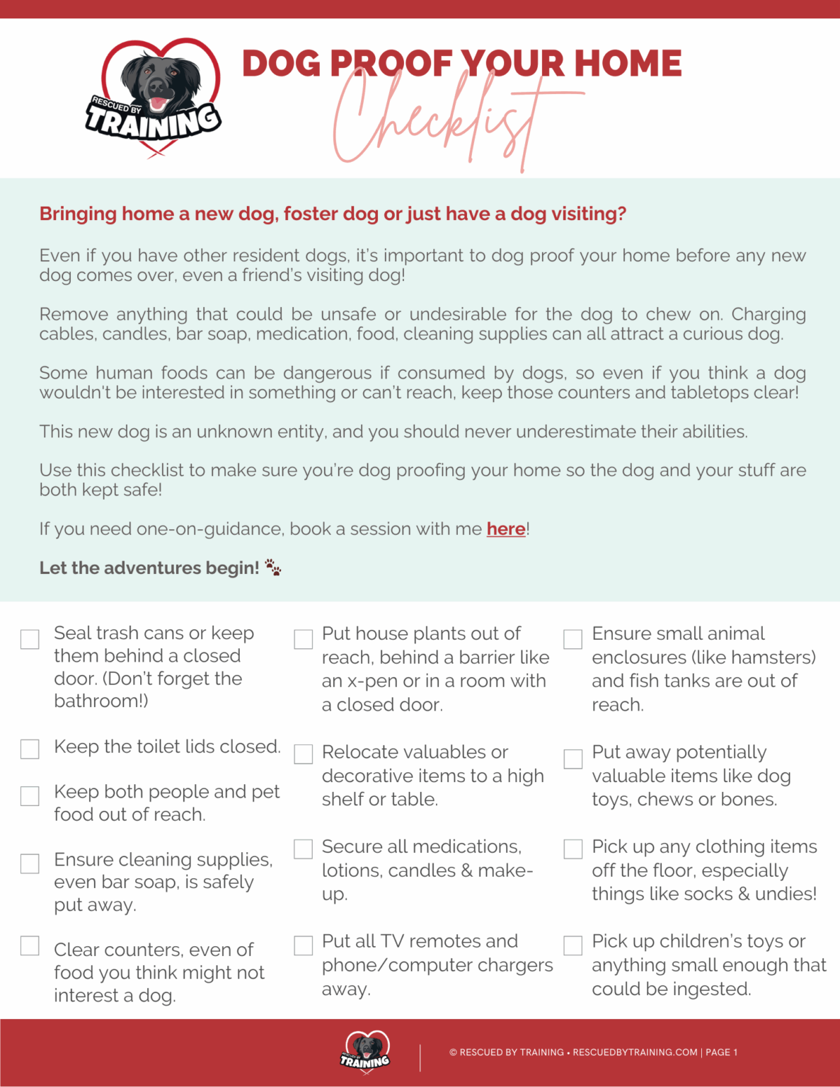 Dog Proofing Free Checklist